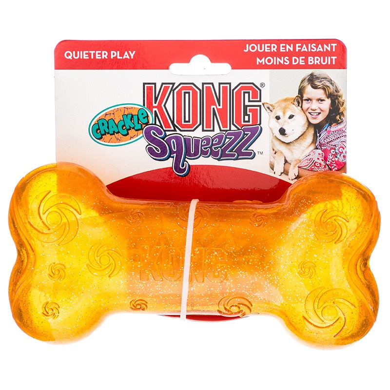 KONG Squeezz Crackle Bone Assorted M kostka z efektem d wi kowym p kania sklep psiedobre.pl